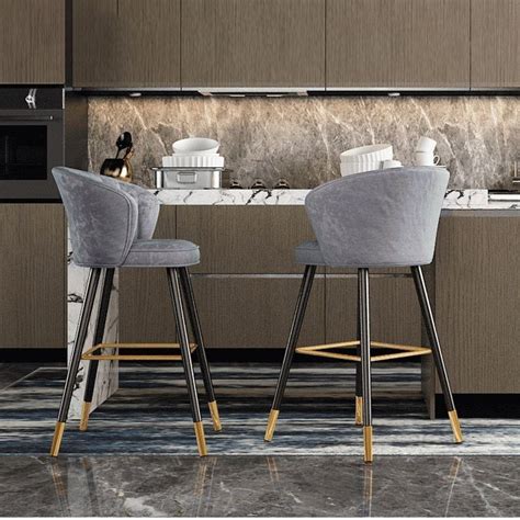 Velvet Bar Stool With Gold Base Modern High Chair Stooltopia