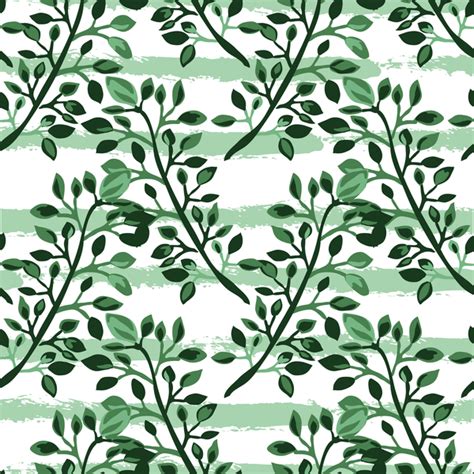 Tree Branches With Leaves Seamless Pattern Vector 08 Free Download