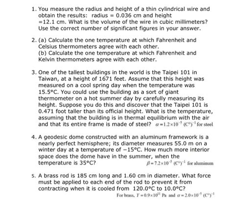 Solved You Measure The Radius And Height Of A Thin Chegg