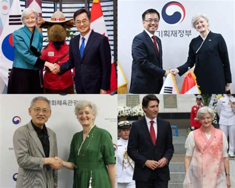 한복 입고 이 대통령 배웅 나섰던 외국인캐나다 대사였다