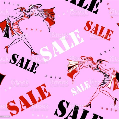 완벽 한 패턴입니다 판매입니다 사이트에서 쇼핑 쇼핑에 여자입니다 쾌활 한 인쇄 판매 및 매장에서 할인 벡터 일러스트입니다 가격에 대한 스톡 벡터 아트 및 기타 이미지