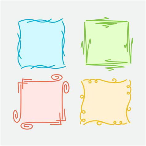 Set Of Colorful Hand Drawn Square Frames 42671617 Vector Art At Vecteezy