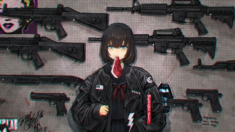 Anime Girl Gun Rifle Weapon 4k 42417 Wallpaper 4k Pc
