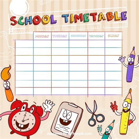 Free Vector Funny School Timetable Template