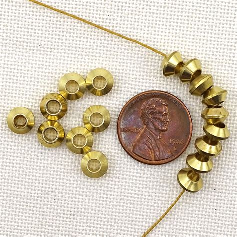 Solid Brass Bicone Spacer Beads Big Holes7mm X 4mm50 Pcs Etsy Australia