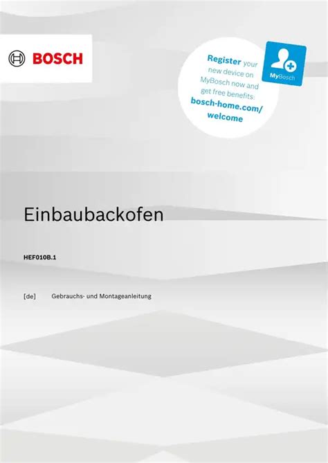 Bosch Einbaubackofen Hef010b 1 Handbuch Geräteanleitungen