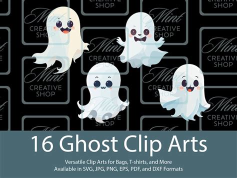 16 Ghost Clip Art Bundle Instant Download For Diy Spirit Inspired