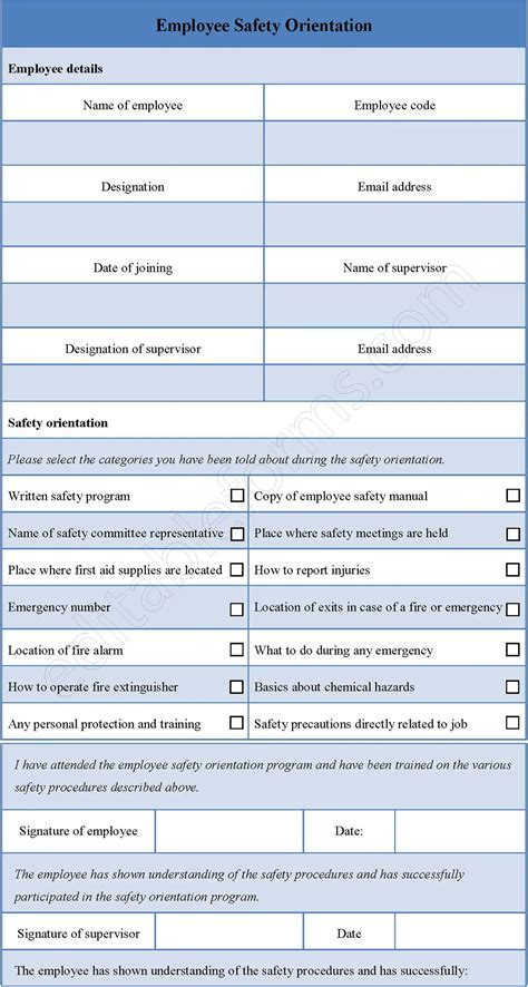 Employee Safety Orientation Fillable Pdf Form Editable Pdf Forms