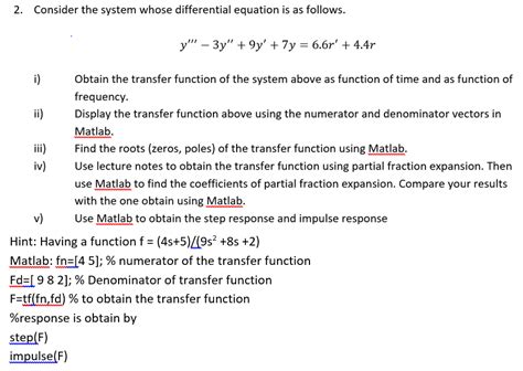 Solved Consider The System Whose Differential Equation Is As