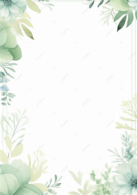 흰색 배경을 특징으로 하는 식물과 양치류의 수채화 프레임 배경 화면 및 일러스트 무료 다운로드 Pngtree