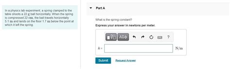 solved in a physics lab experiment a spring clamped to the