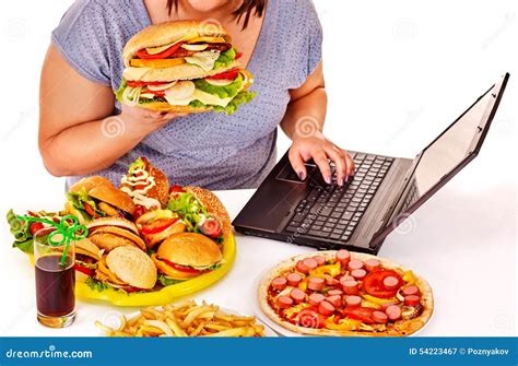 Woman Eating Junk Food Stock Image Image Of People Coke 54223467