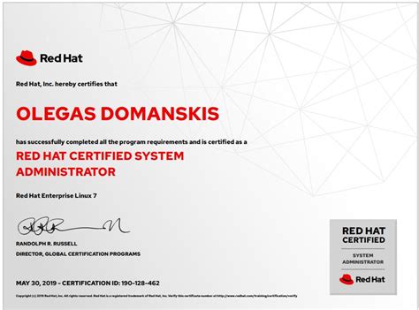 Olegas Domanskis On Linkedin Rhcsa Certificate Linux