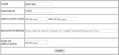 Table Form In Outing Application Link Download Scientific Diagram