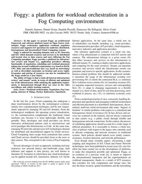 pdf foggy a platform for workload orchestration in a fog computing