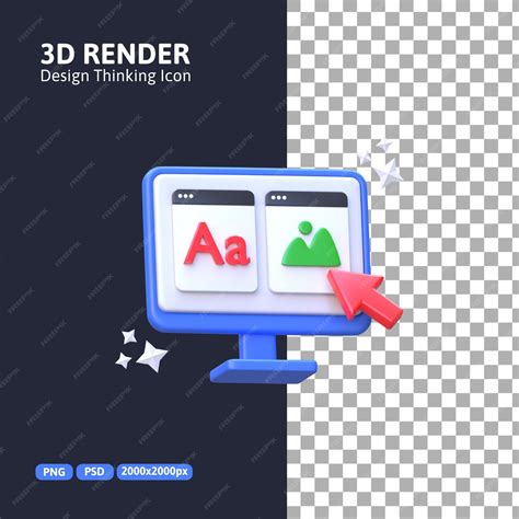 Premium Psd 3d Rendering Design Thinking Graphic Monitor Icon