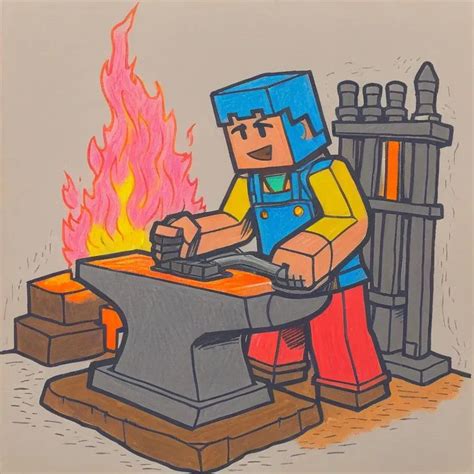 Minecraft Blacksmith At Work Coloring Page Free Printables Tiny Sketcher