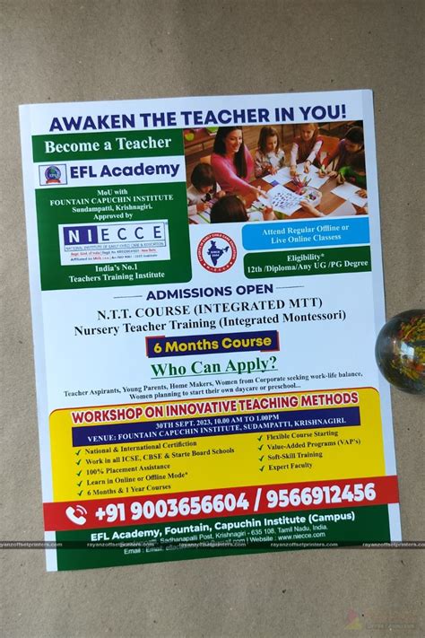 Teacher Training A4 Size Leaflet Design Sample Pamphlet Teacher Training Nursery Teacher