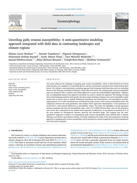 Pdf Unveiling Gully Erosion Susceptibility A Semi Quantitative