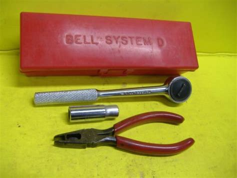 Vintage Rare Bell Systems Tool Set Original Case Box Ratchet Odd Pliers