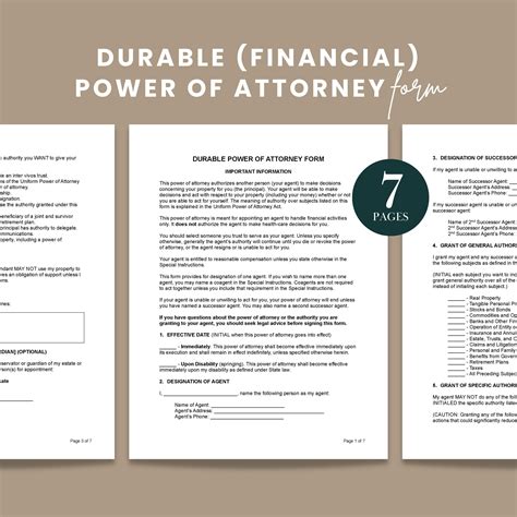 Printable Durable Power Of Attorney Template Financial Power Of