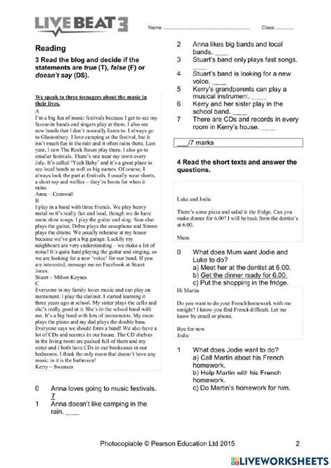 live beat 3 tes… free interactive worksheets 6562038