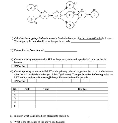 1 Calculate The Target Cycle Time In Seconds For