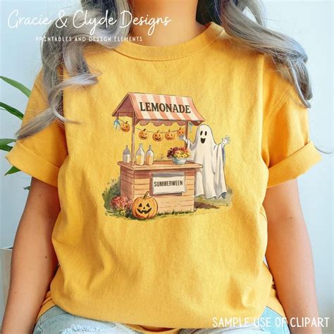 Summerween Lemonade Stand Clipart Ghost Halloween Png Vintage