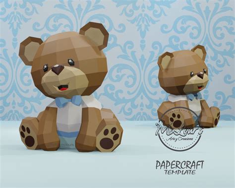 Diy Teddy Bear Papercraft Pdf Svg Template For Creating 3d Ph