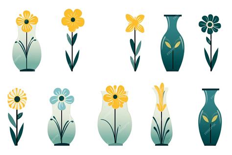 Glass Flowers Vases Vector Style Premium Ai Generated Vector