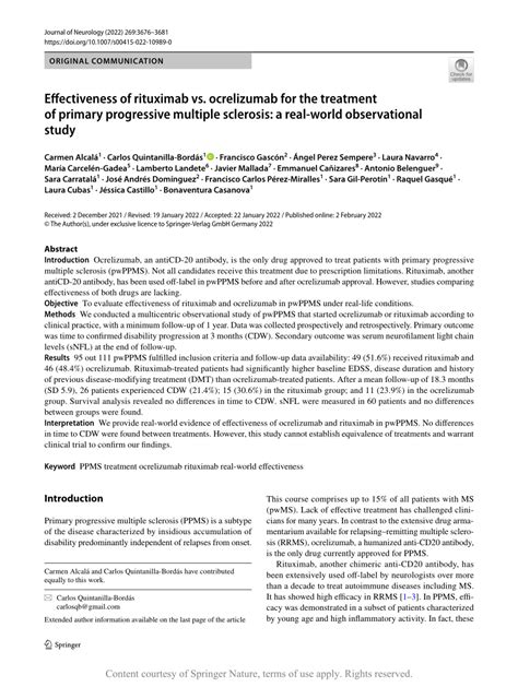 Effectiveness Of Rituximab Vs Ocrelizumab For The Treatment Of Primary