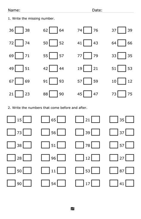 Number Neighbors Worksheets Missing Numbers Printable Worksheets Before And After Numbers