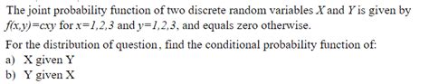 Solved The Joint Probability Function Of Two Discrete Random Chegg