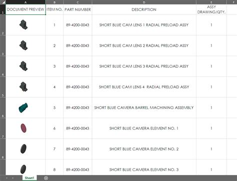 New SOLIDWORKS BOM Component Preview In SOLIDWORKS