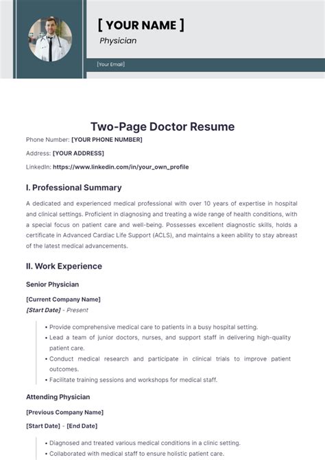 Free Doctor Resume Templates To Edit Online And Download