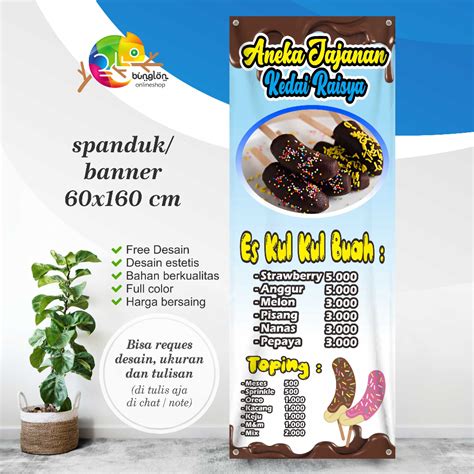 Jual Size 60x160 Cm Spanduk Banner Es Kul Kul Buah Bisa Reques Shopee