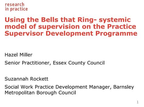 Using The Bells That Ring Systemic Model Of Supervision On The