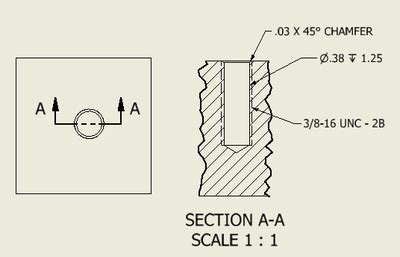 Solved Hole Commandcall Out With Thread And Chamfer Autodesk Community
