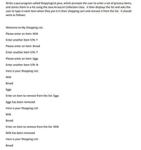 Solved Write A Java Program Called ShoppingList Java Which Chegg