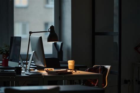 premium photo horizontal image of workplace of programmer with