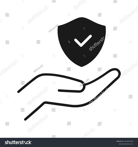 Hand Checkmark On Shield Icon Security Stock Vector Royalty Free Shutterstock