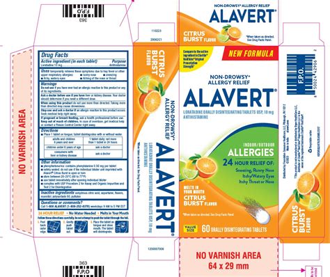 Dailymed Alavert Allergy Loratadine Tablet Orally Disintegrating