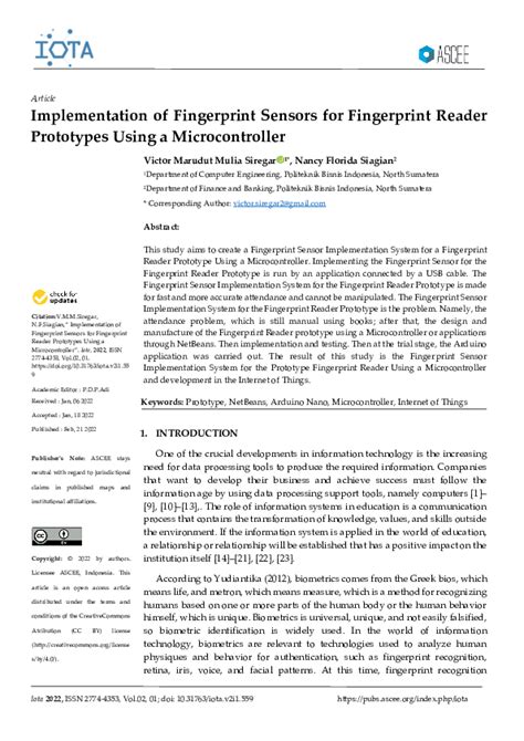 Pdf Implementation Of Fingerprint Sensors For Fingerprint Reader