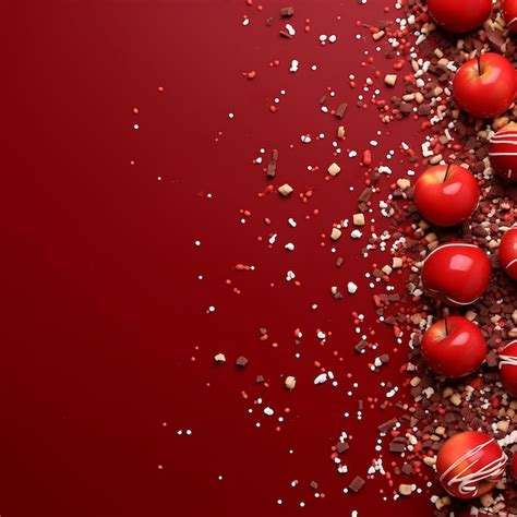 Premium Photo Candy Apple Candies Frame With Chocolate Shavings Red