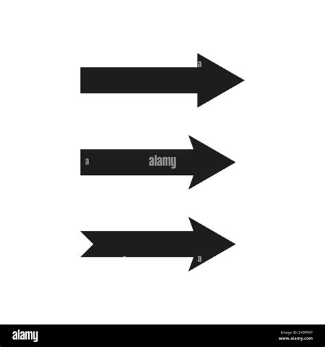 Three Right Arrows Horizontal Direction Icons Simple Black Symbols Minimalist Design Stock