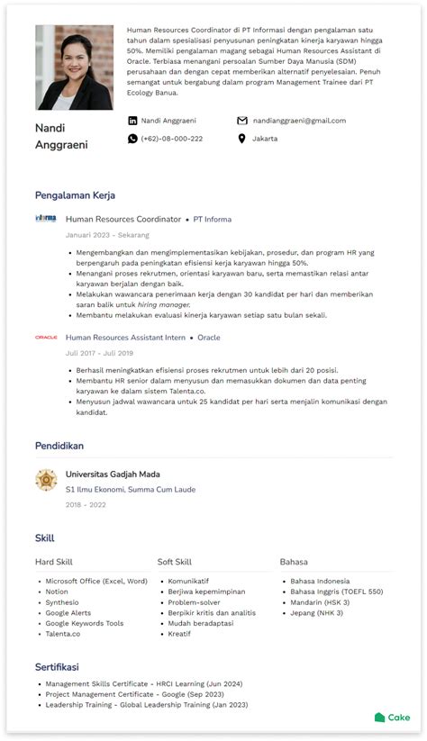 3 Contoh Cv Management Trainee Dan Tipsnya Agar Stand Out Cake