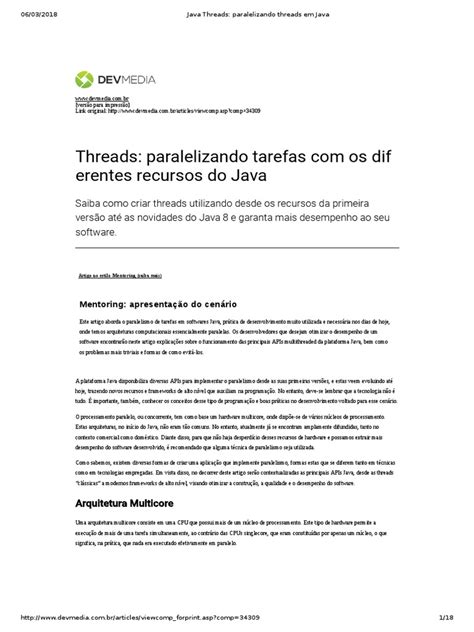 Java Threads Paralelizando Threads Em Java Pdf Thread Informática Processador De
