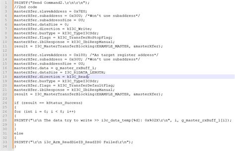 mimxrt685 evk how to write data when i3c command transfer direction