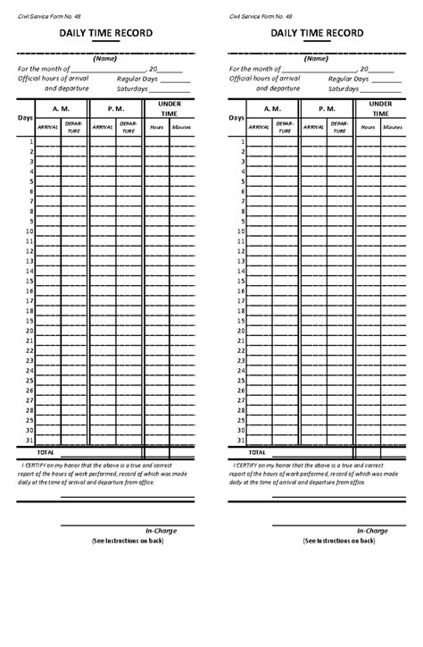 Dtr Dtr Civil Service Form No 48 Civil Service Form No 48 For The