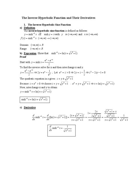 Hyperbolic Trig Derivatives